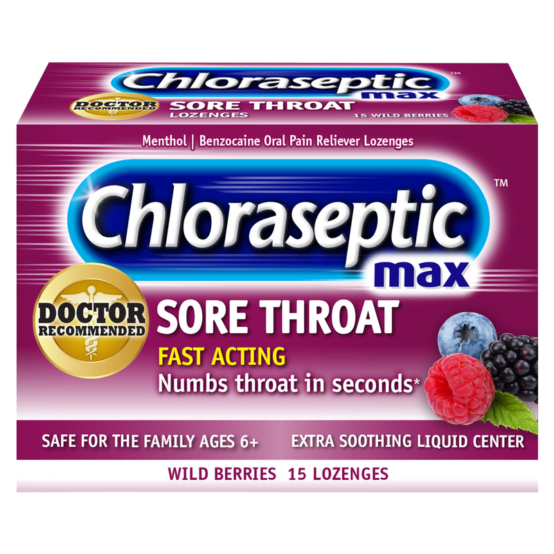 Chloraseptic Max Strength Sore Throat Lozenges Wild Berries 15ct – BevMo!